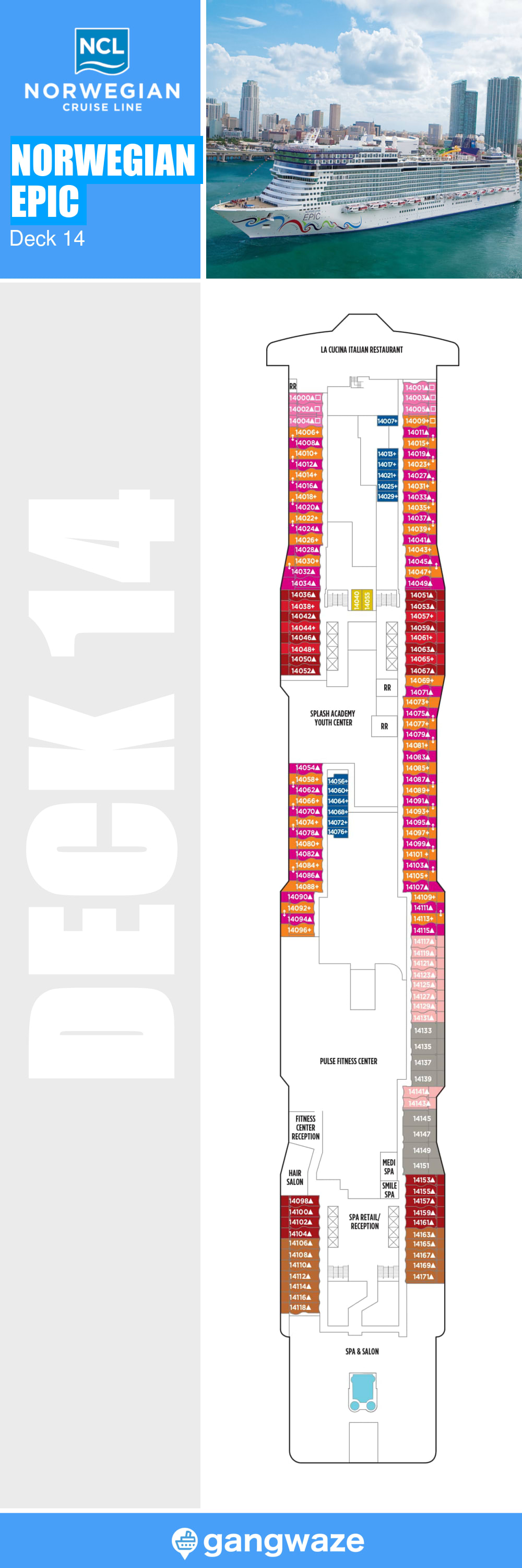 Norwegian Epic Deck 14 - Activities & Deck Plan Layout
